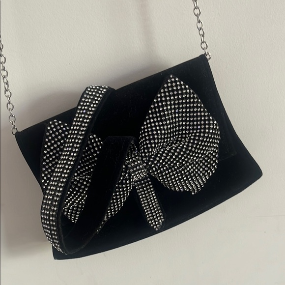Bags | Elegant Black Rhinestone Bow Handbag | Poshmark